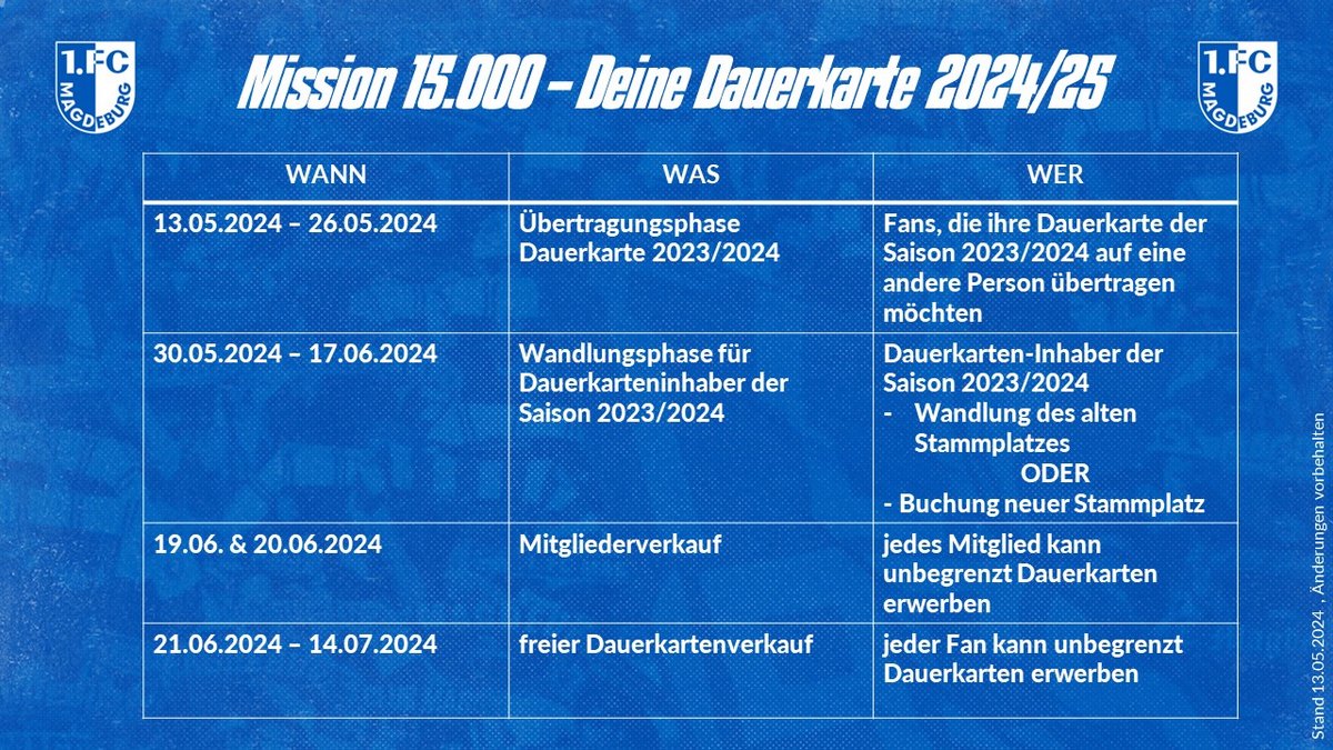 Dauerkarten: 1. FC Magdeburg